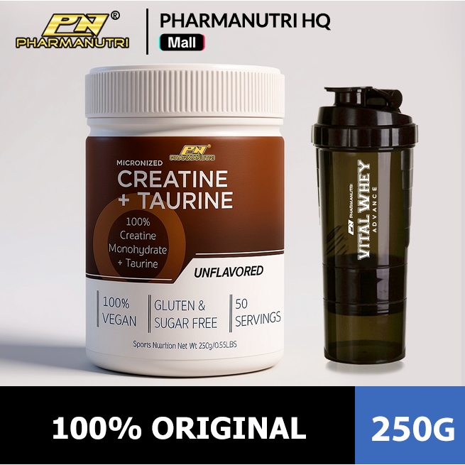 Halal Pharmanutri Creatine Monohydrate CMO500 + Taurine (250g) 50 ...