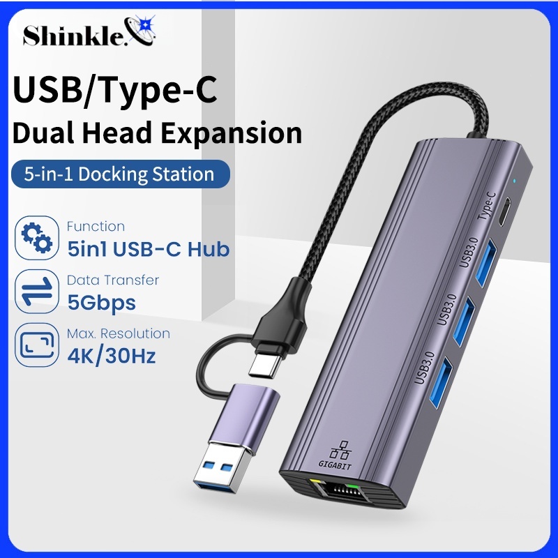 Shinkle 【COD】USB Type-C to Ethernet Adapter Gigabit RJ45 LAN 1000 Mbps ...
