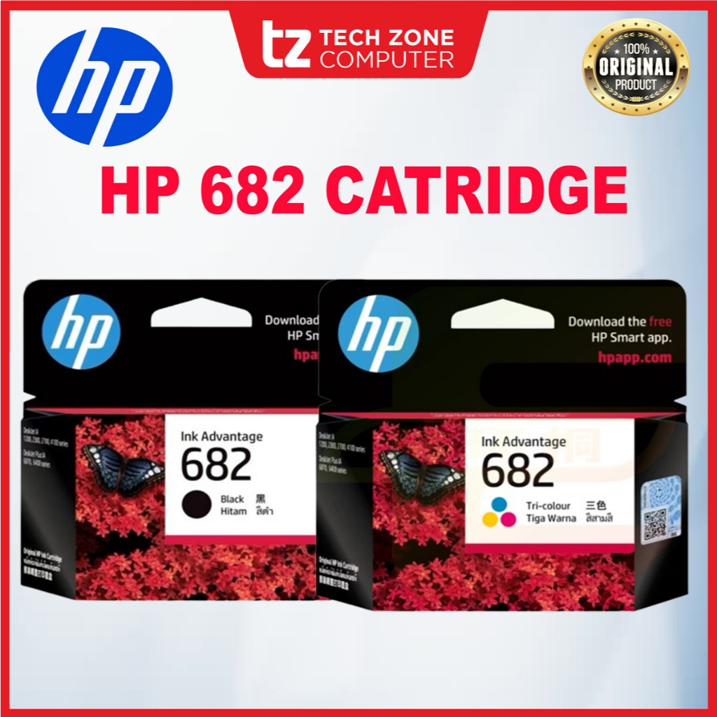 HP 682 Original Black & Tri-Color Ink Cartridge for Printer | Shopee ...