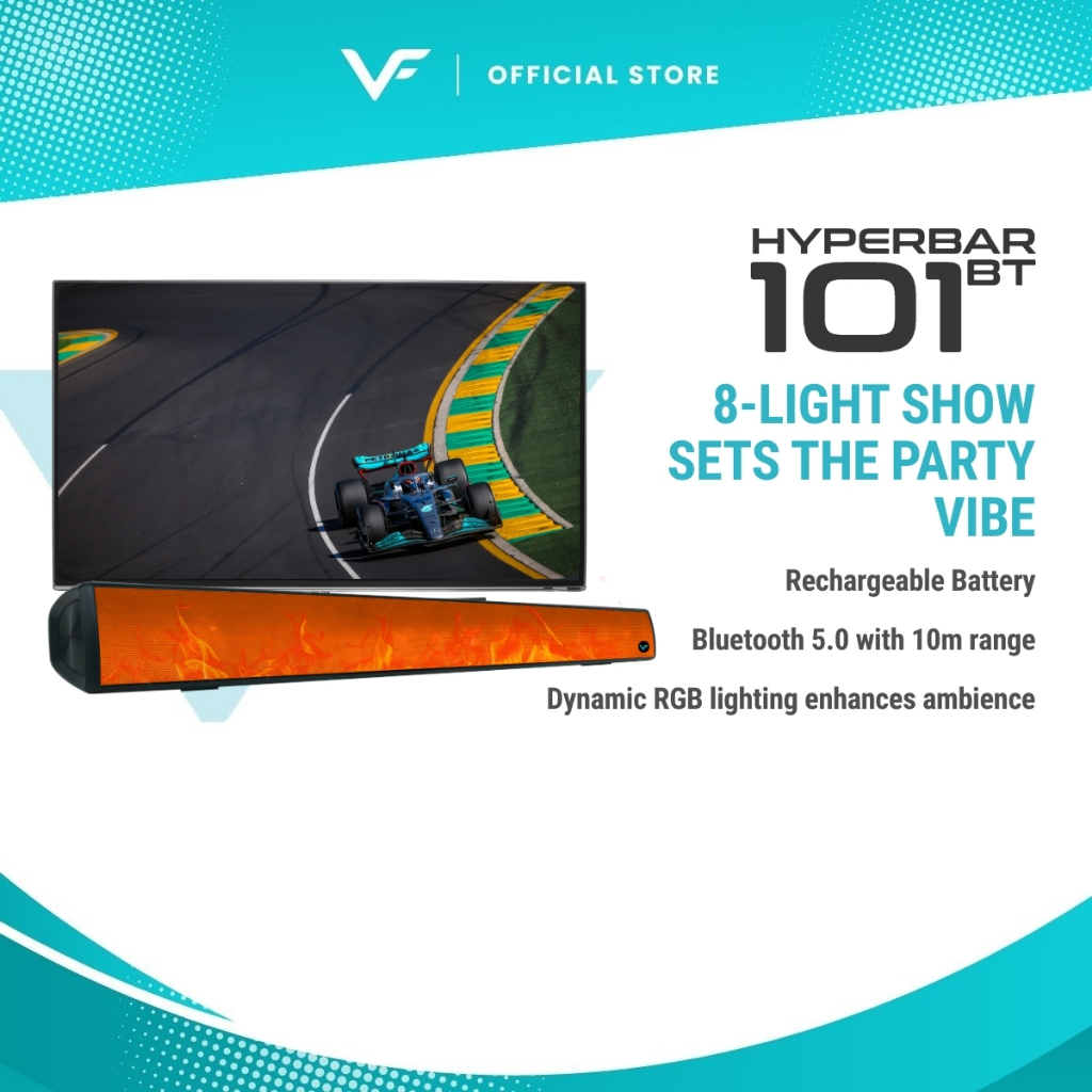 Vinnfier VF Hyperbar 101 BT Bluetooth 32W Home TV Soundbar with 8 Light ...