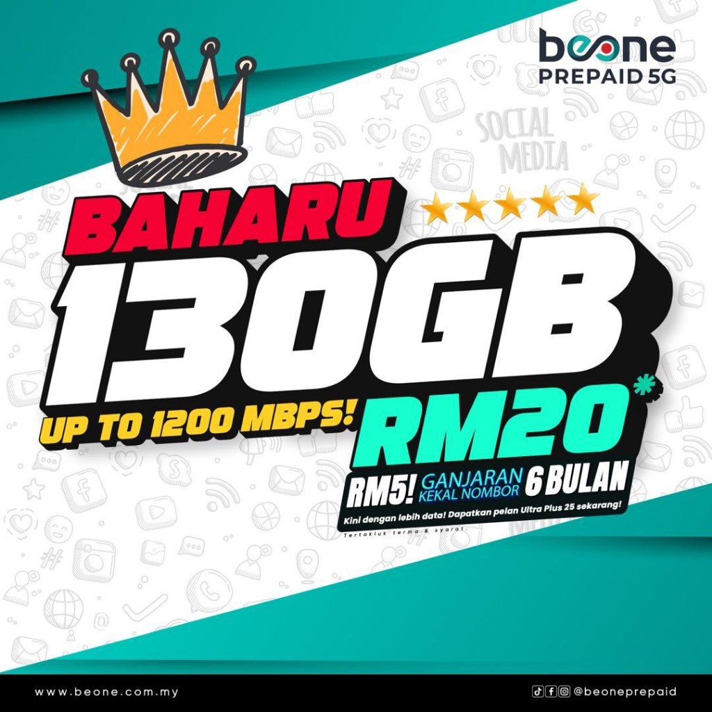 SIMKAD beONE Prepaid RM25 Unlimited Speed Unlimited Call 130GB Hotspot ...