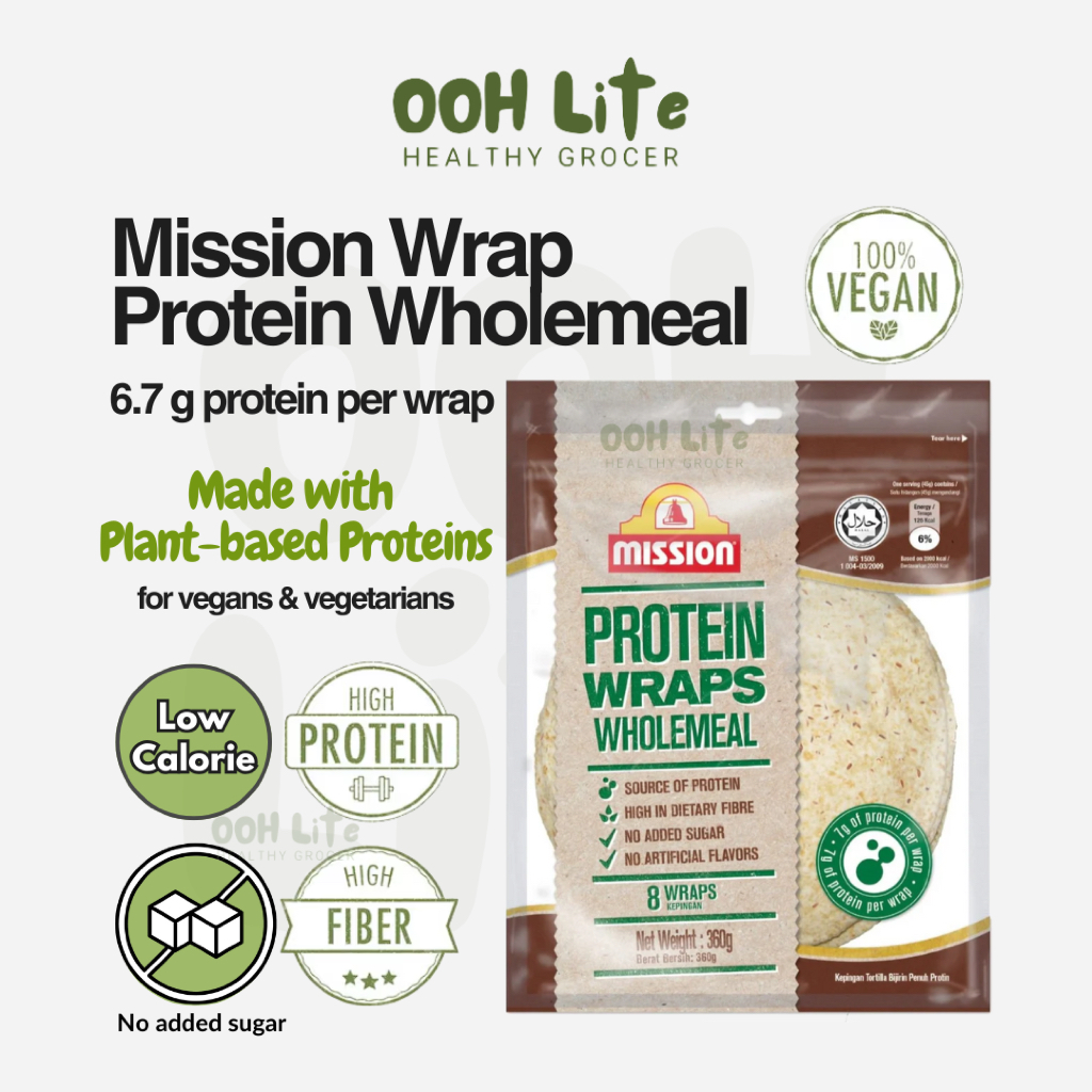 [No Added Sugar] MISSION Protein Wholemeal Wrap (360g) - Low Calorie ...