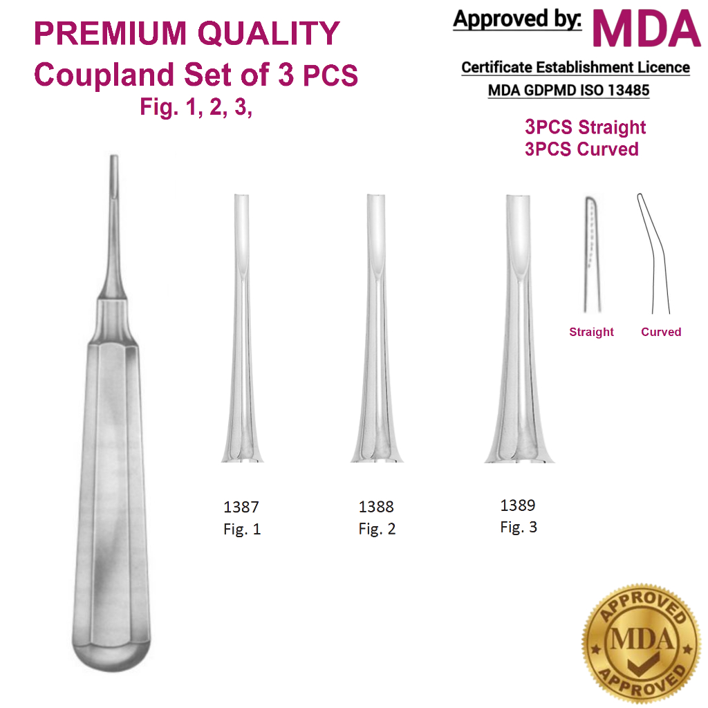 Dental Coupland Root Elevators Set of 3 & 6 PCS Regular Stainless Steel Gigi Dentists Hand Tools ...