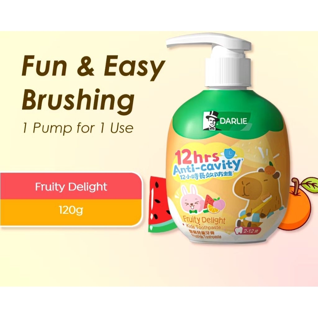 DARLIE Kids Pump Fruity Delight Toothpaste 120g(NEW PACKING EXP:2028 ...