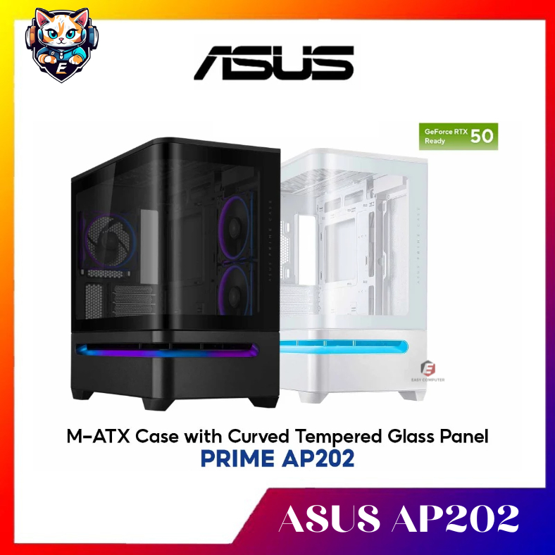 ASUS PRIME AP202 ARGB M-ATX WITH CURVED TEMPERED GLASS DESKTOP PC CASE ...