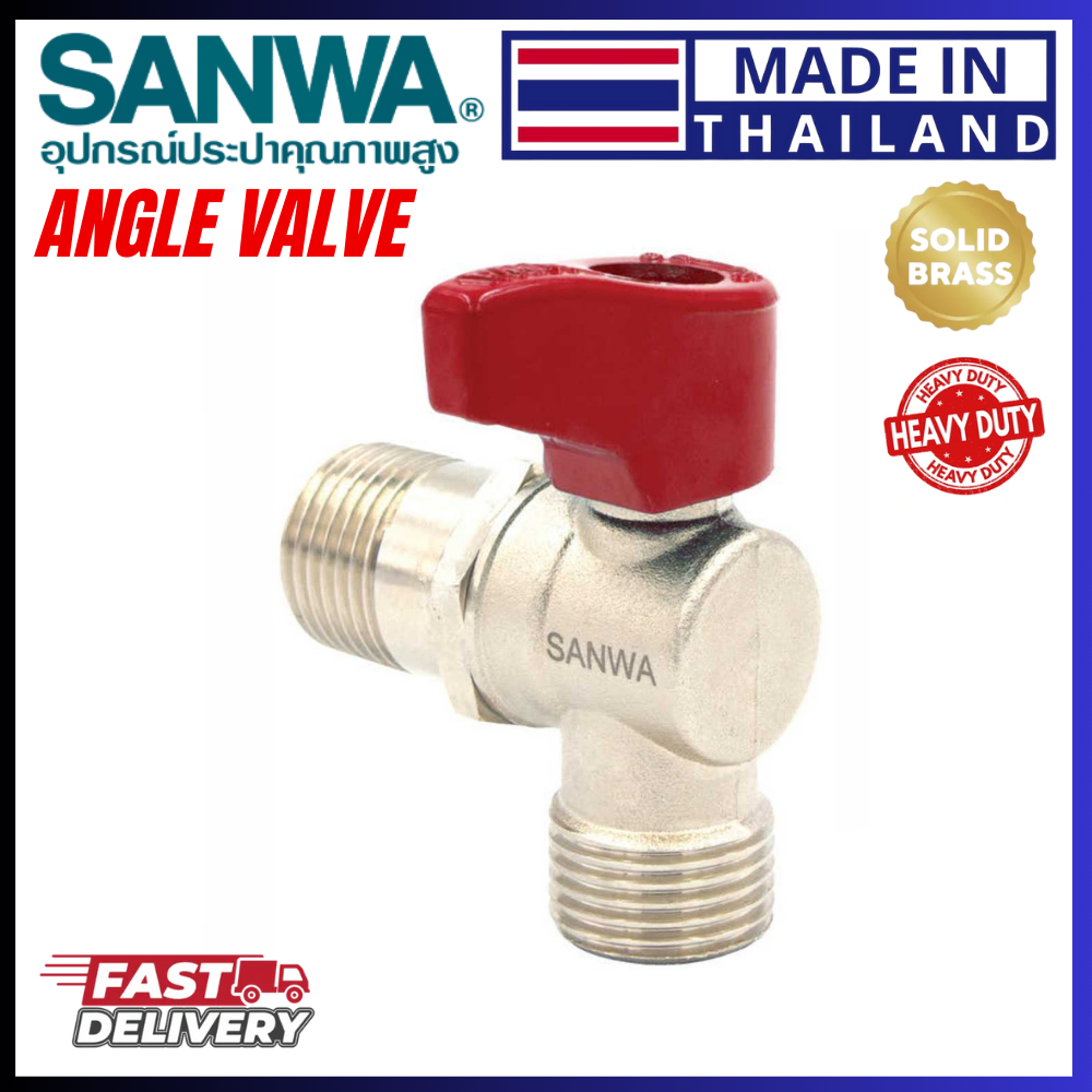 SANWA 1/2" Solid Brass Mini Angle Ball Valve (MADE IN THAILAND) Heavy ...