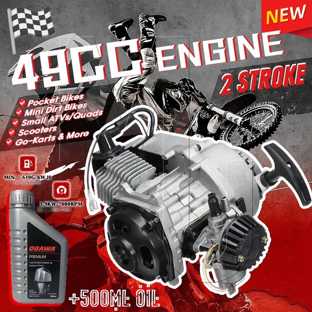 49cc Engine 2 Stroke Enjin Mini Pocket Bike Compact Bicycle Off-Road ...