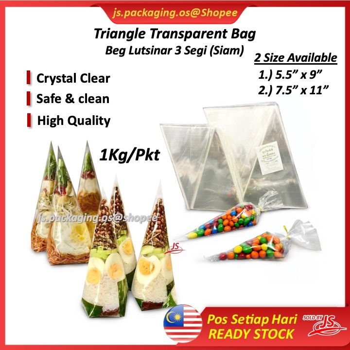 IPP 3 Segi Siam Transparent Triangle Bag Plastic Goodies Doorgift ...