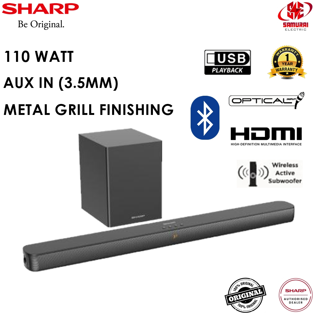 Sharp 2.1ch Sound Bar with Wireless Subwoofer HTSBW192 [ Original ...