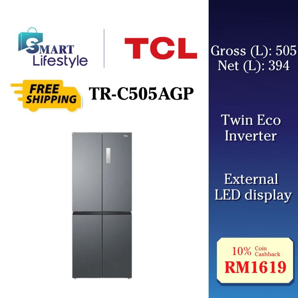 【FREE SHIPPING】TCL 505L Twin Eco Inverter 4 Door Refrigerator TR ...