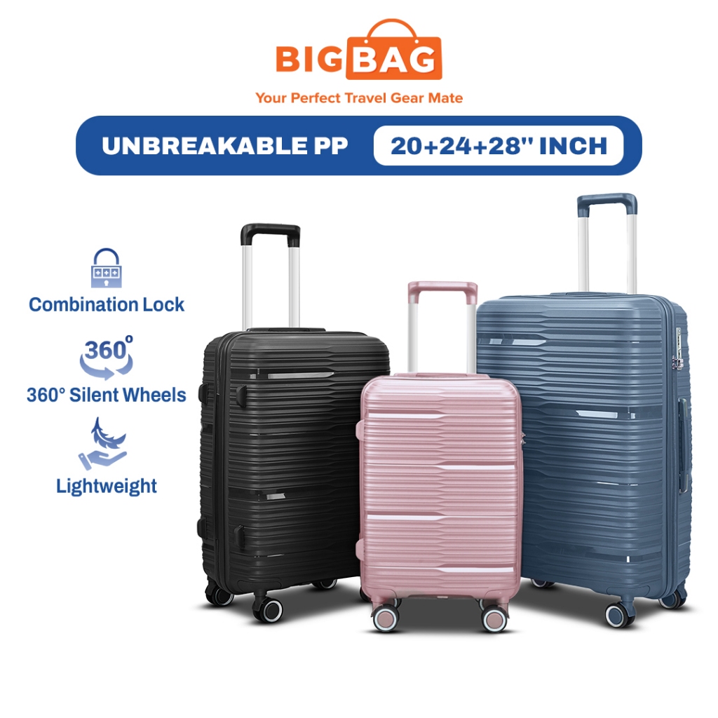 BIG BAG Sprinter Luggage 3 in 1 (20" + 24" + 28") (PP) Unbreakable ...