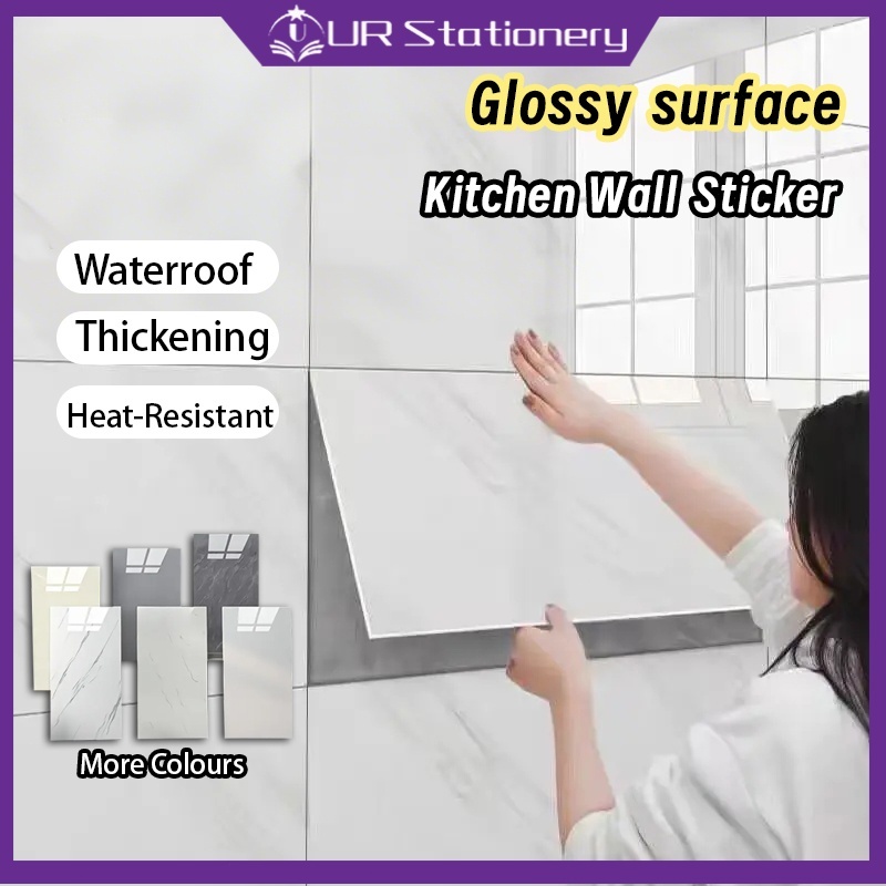 Kitchen Wall Sticker Paper Dinding Bathroom Wallpaper Waterproof Tile ...