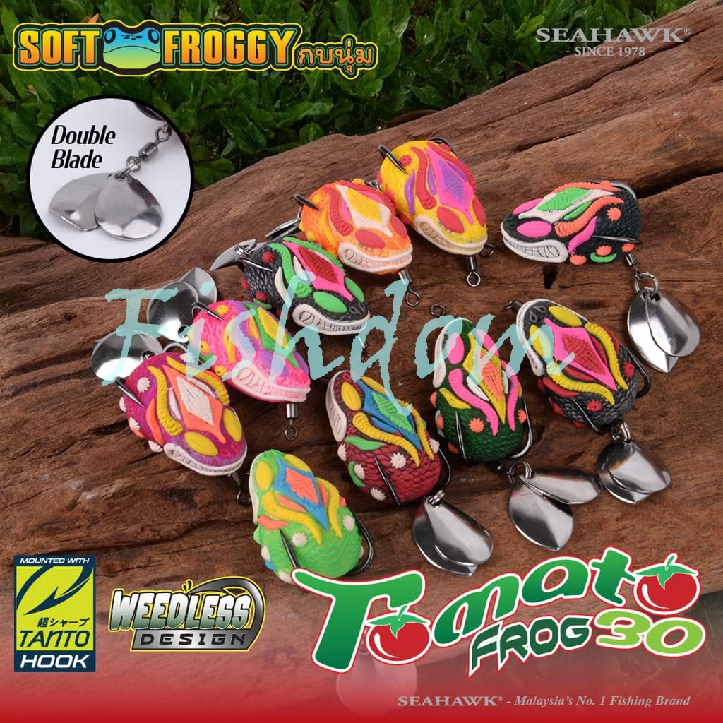 FISHDOM SEAHAWK TOMATO FROG 30MM 6G SOFT FROGGY FISHING LURE UMPAN ...