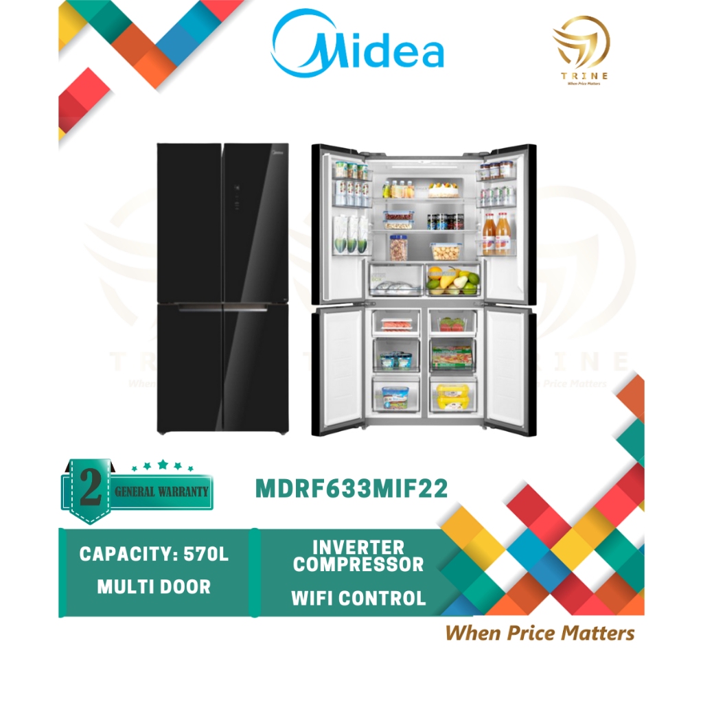 MIDEA 570L MDRF633MIF22 MULTIDOOR REFRIGERATOR WITH INVERTER COMPRESSOR ...