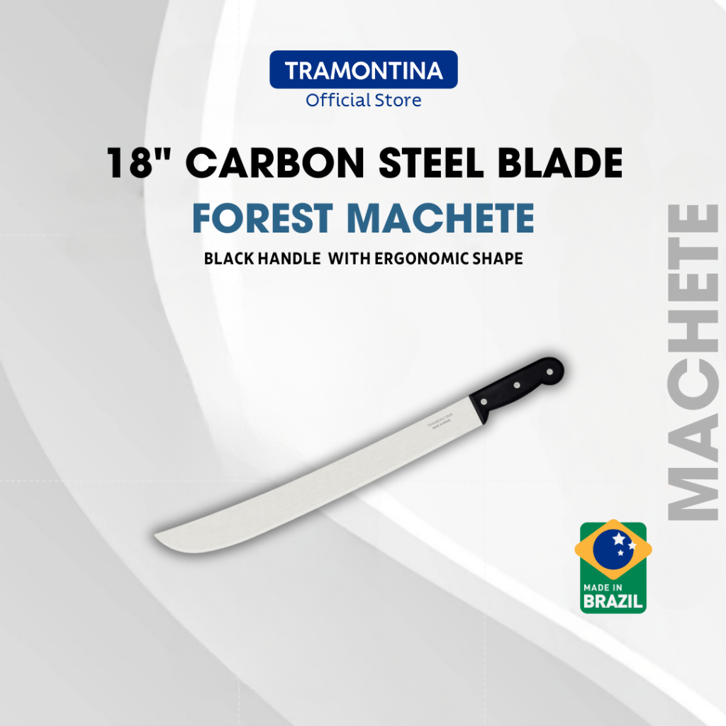 TRAMONTINA 18" Carbon Steel Blade Forest Machete With Black Handle ...