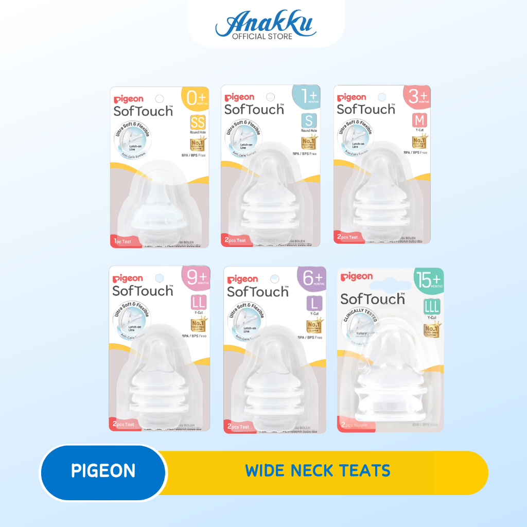 Pigeon Softouch Wide Neck Teats - Pigeon Puting Botol Leher Lebar untuk ...