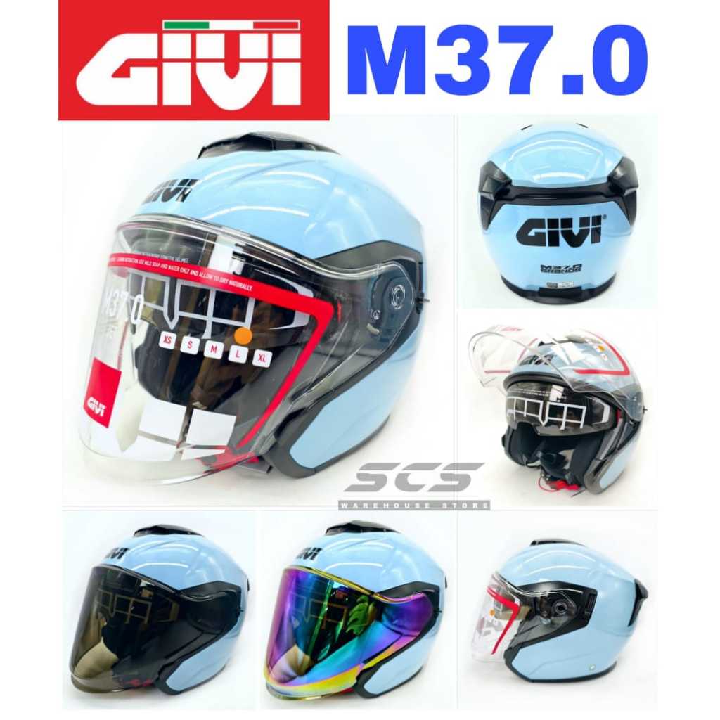 Original Helmet Givi M37.0 Solid Sky Blue Open Face Accessories Motor ...