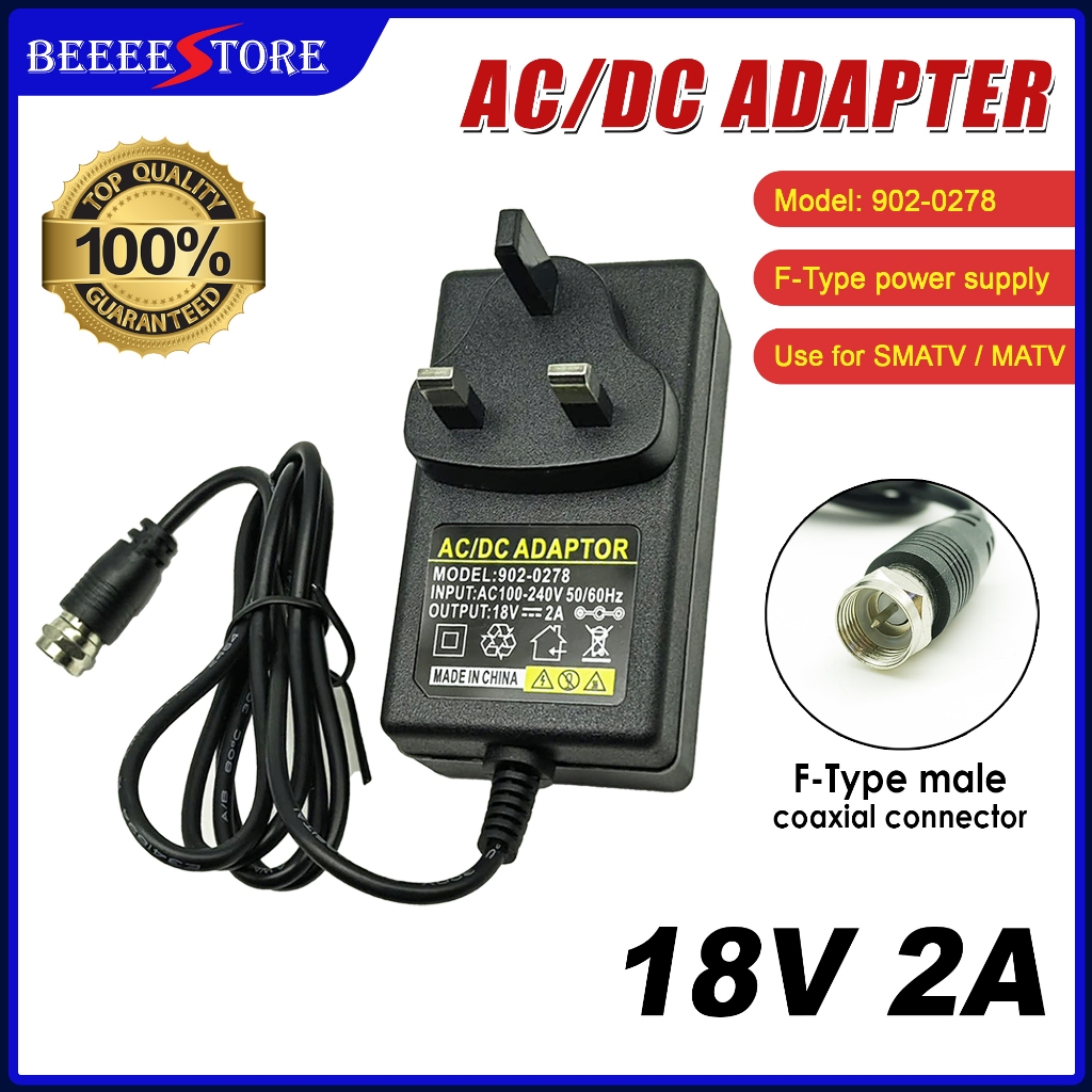 AC/DC Adaptor 18V 2A F-Type Male Connector Power Supply Adaptor ...