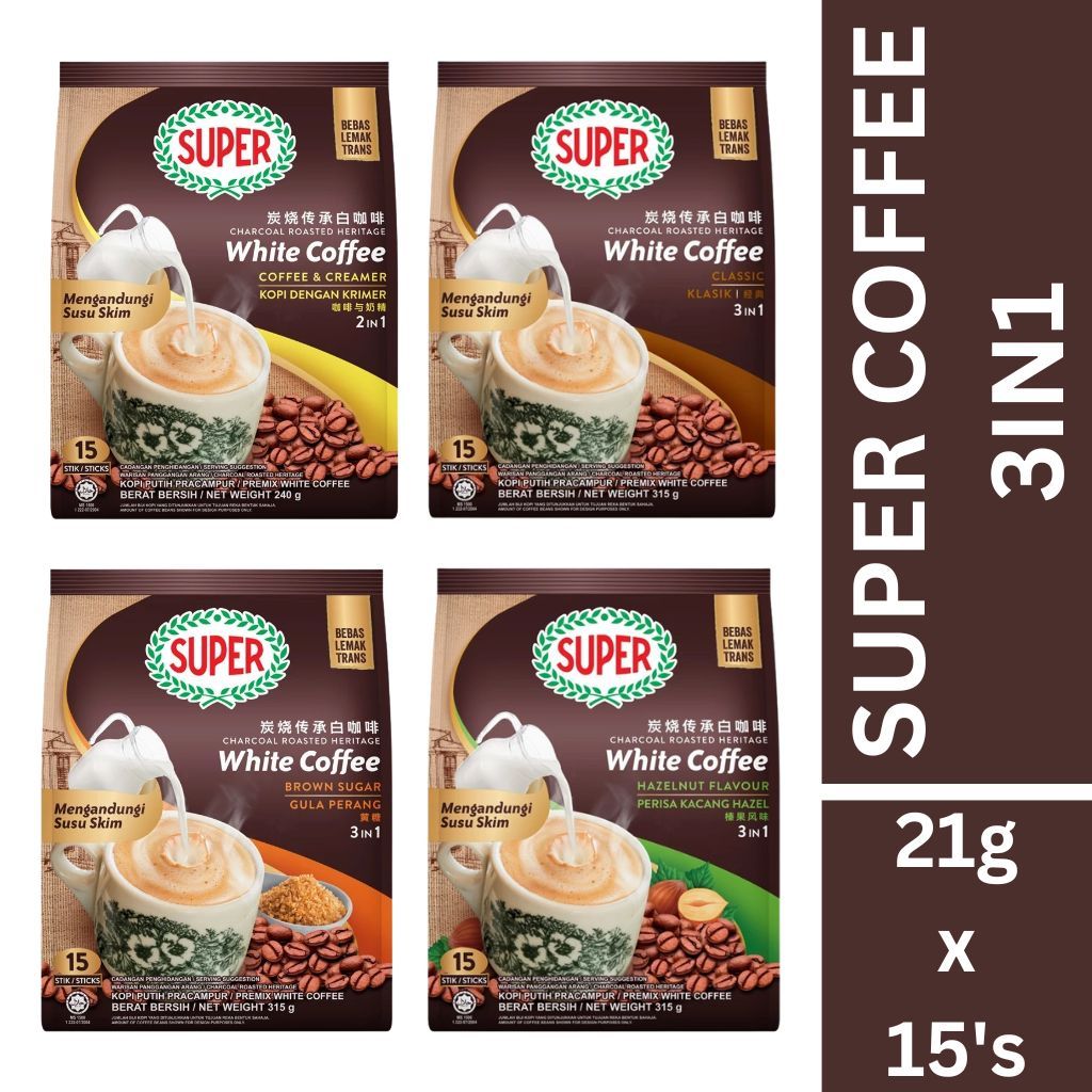 SUPER Instant 3 In 1 White Coffee (21g x 15's) | Shopee Malaysia