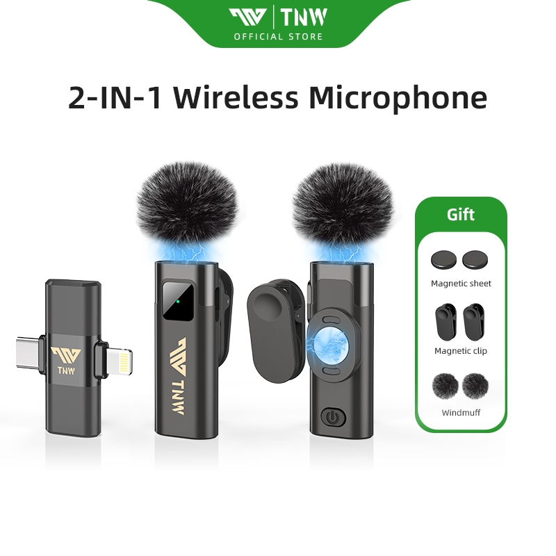 TNW A2/A3 Magnetic Wireless Microphone Noise Cancelling 2-in-1 Mini ...
