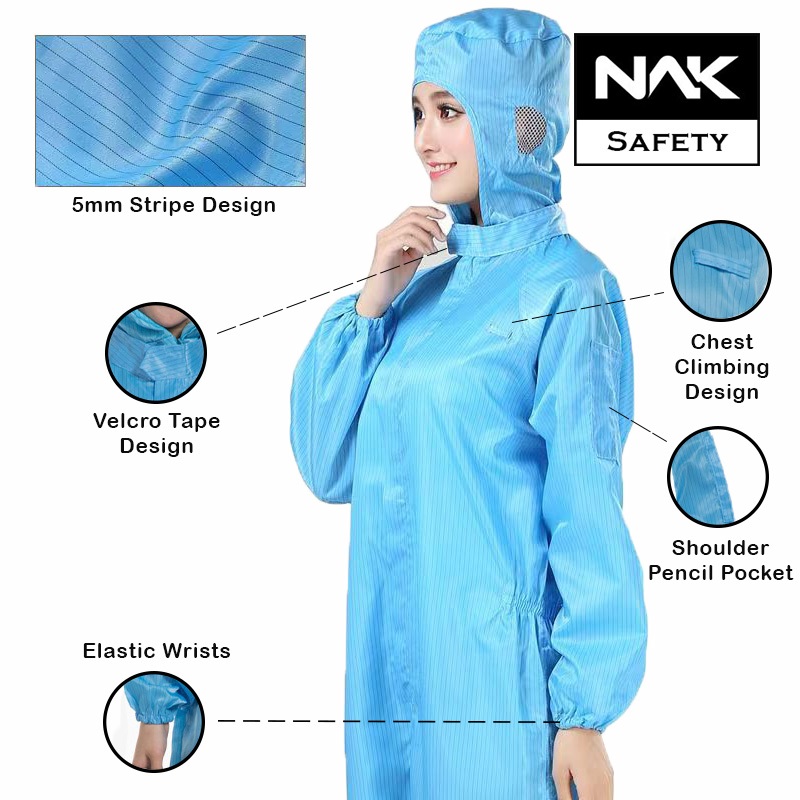 [NAK] Laboratory Cleanroom ESD Jumpsuit 2 in 1 Shirt and Pants With ...