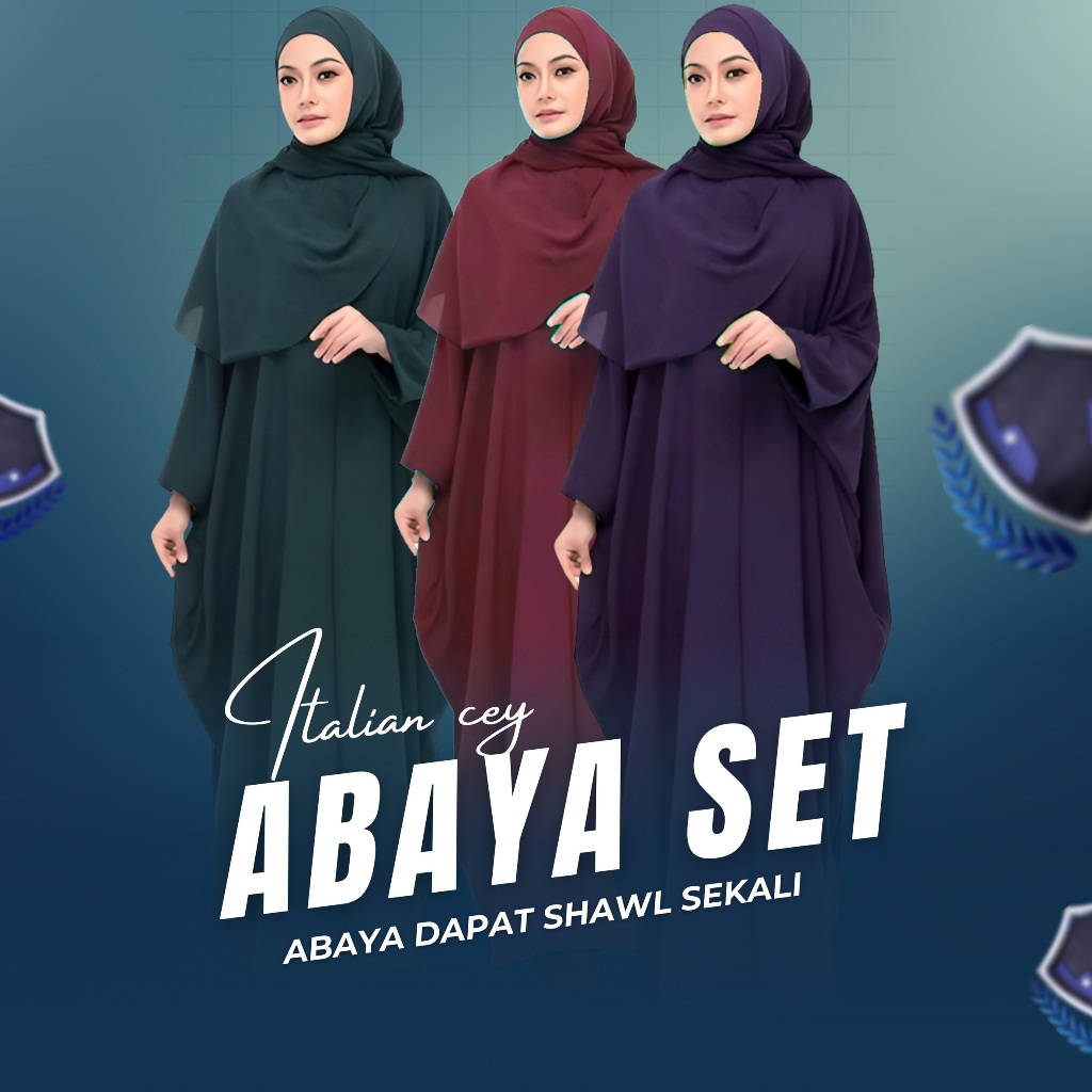 ABAYA + FREE SHAWL IRONLESS MUSLIMAH FASHION ABAYA JUBAH READY STOCK ...