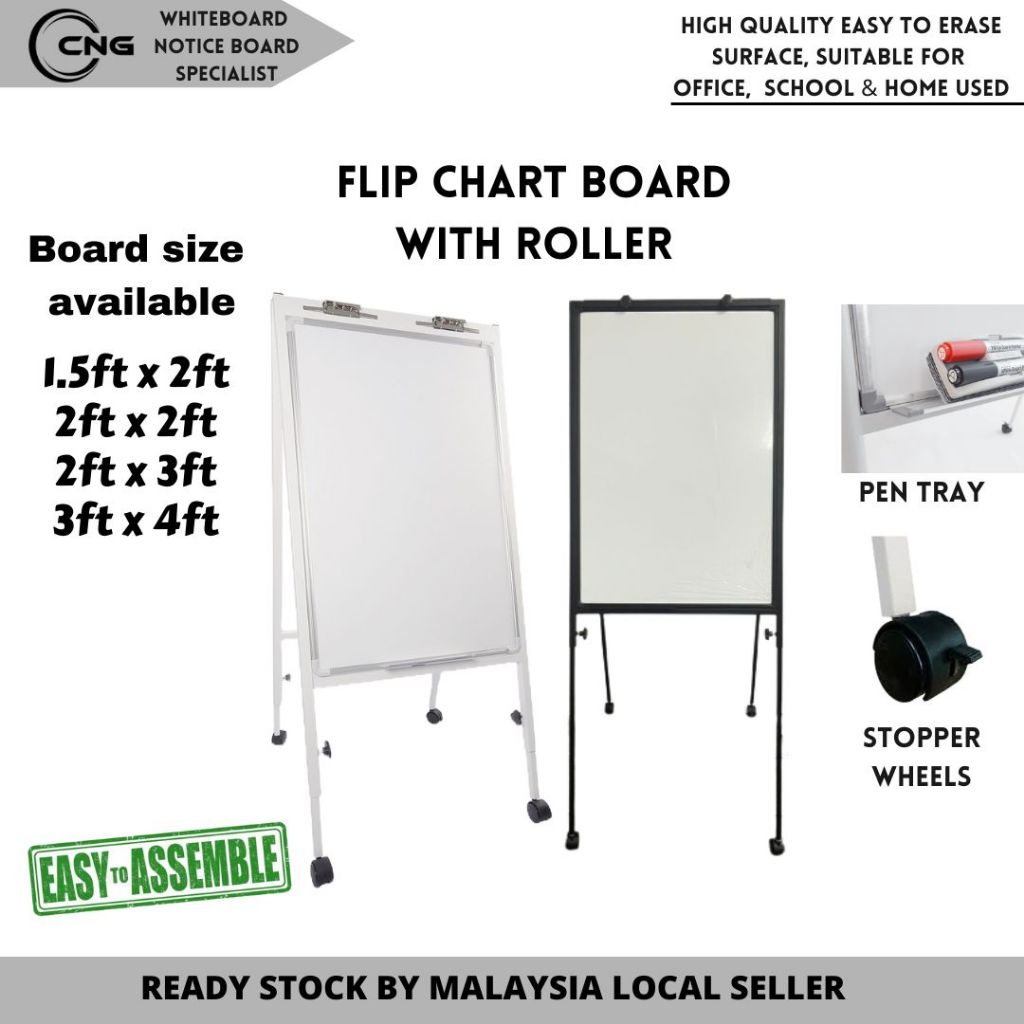 CNG Papan putih flip chart/Whiteboard flip chart board Black/White All ...