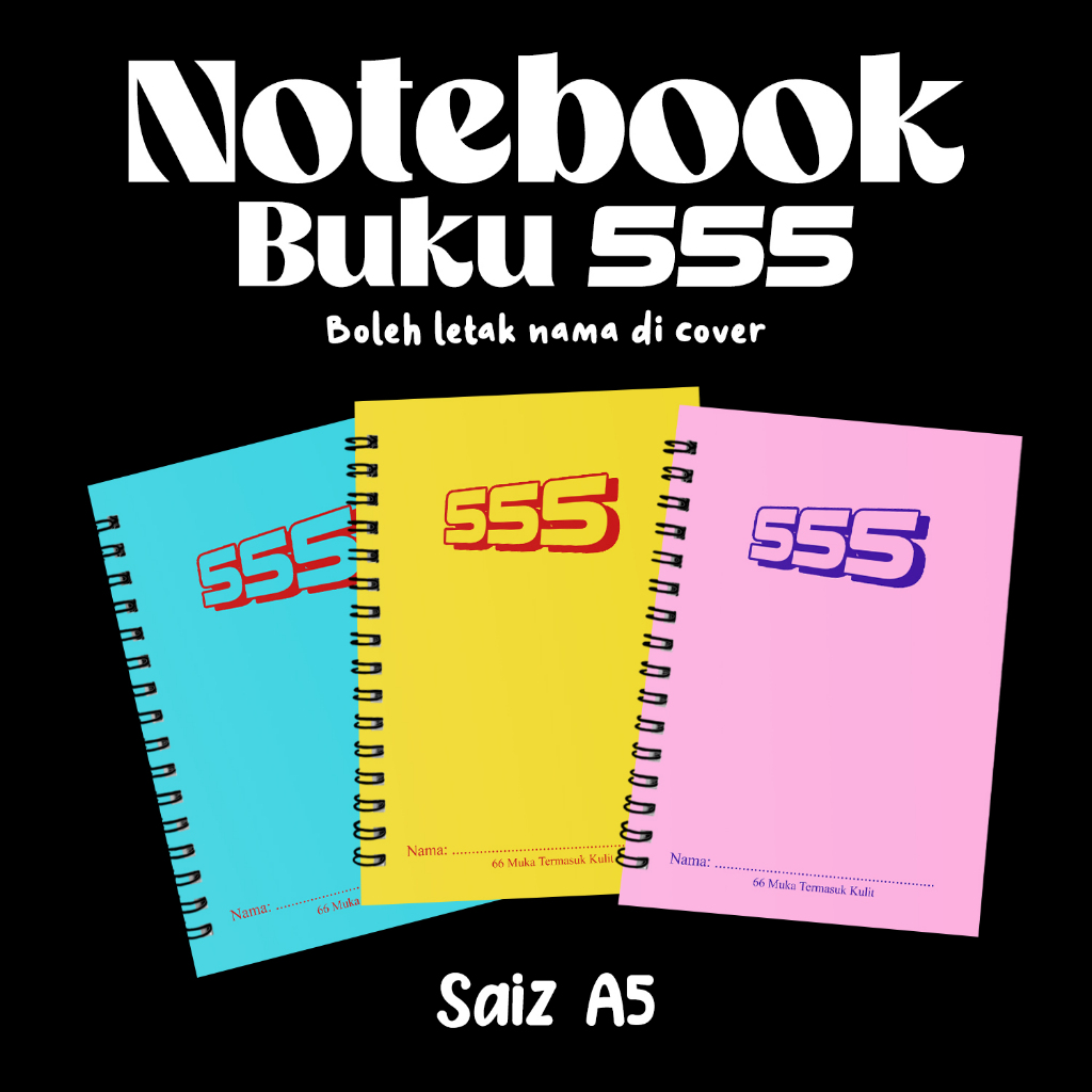 Notebook A5 Tema Buku 555 (Boleh Custom Nama Di Cover) | Shopee Malaysia