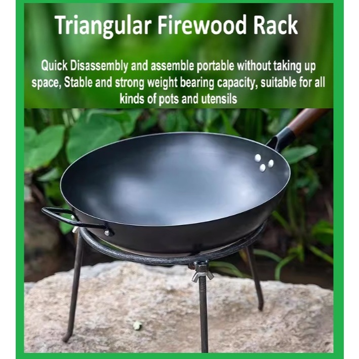 Firewood Cooking Rack Camping Outdoor Stove Stand Triangular Pot Rack ...