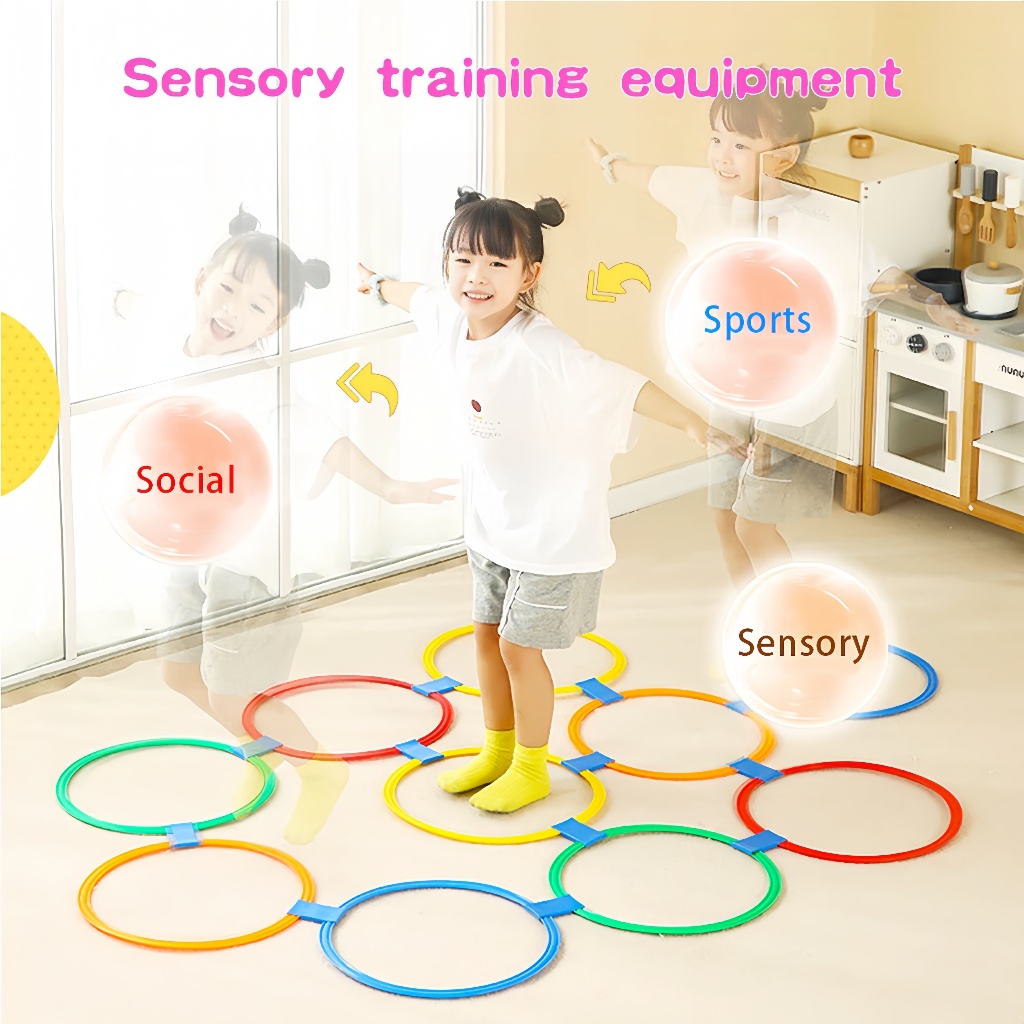 BN 10pcs Hopscotch Jump Circle Rings Set Sensory Play Outdoor Toys ...
