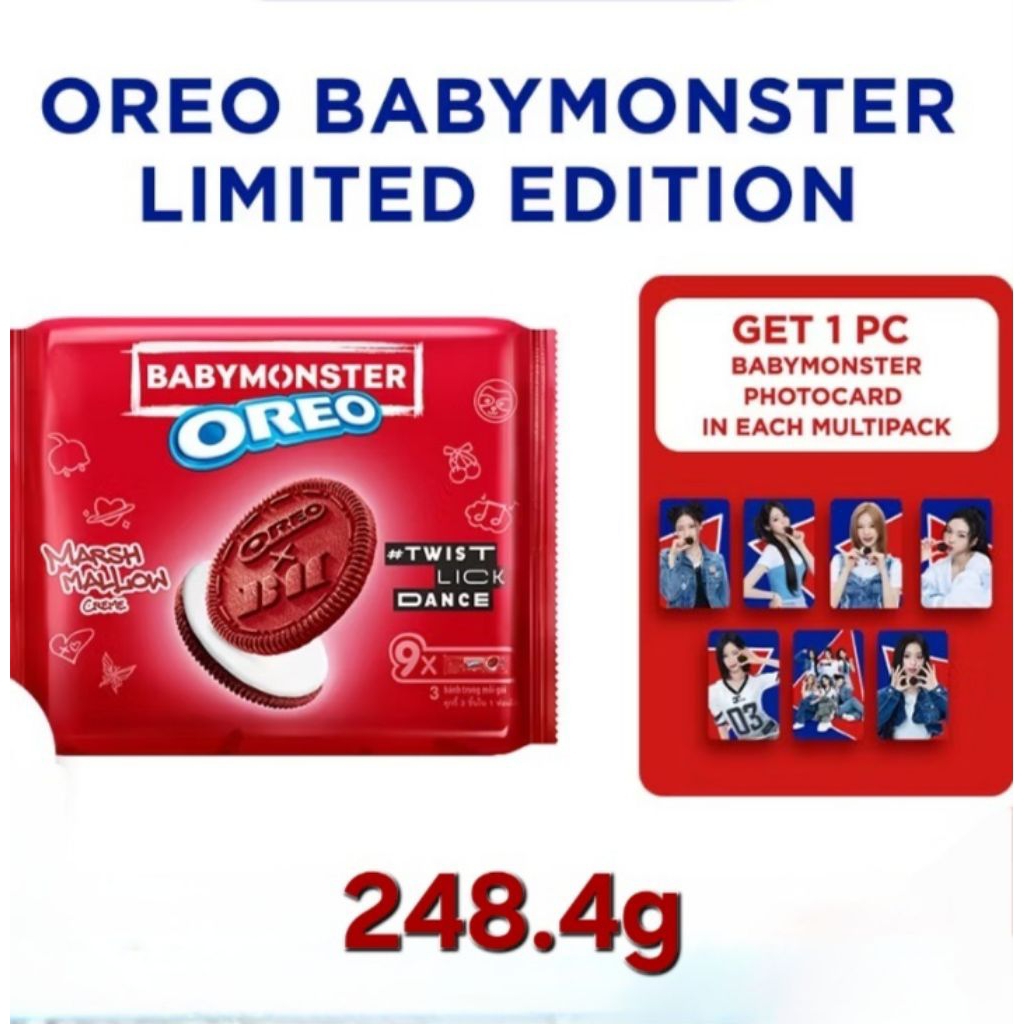 OREO BABYMONSTER Red Sandwich Cookies Marshmallow Creme 9 convenient ...
