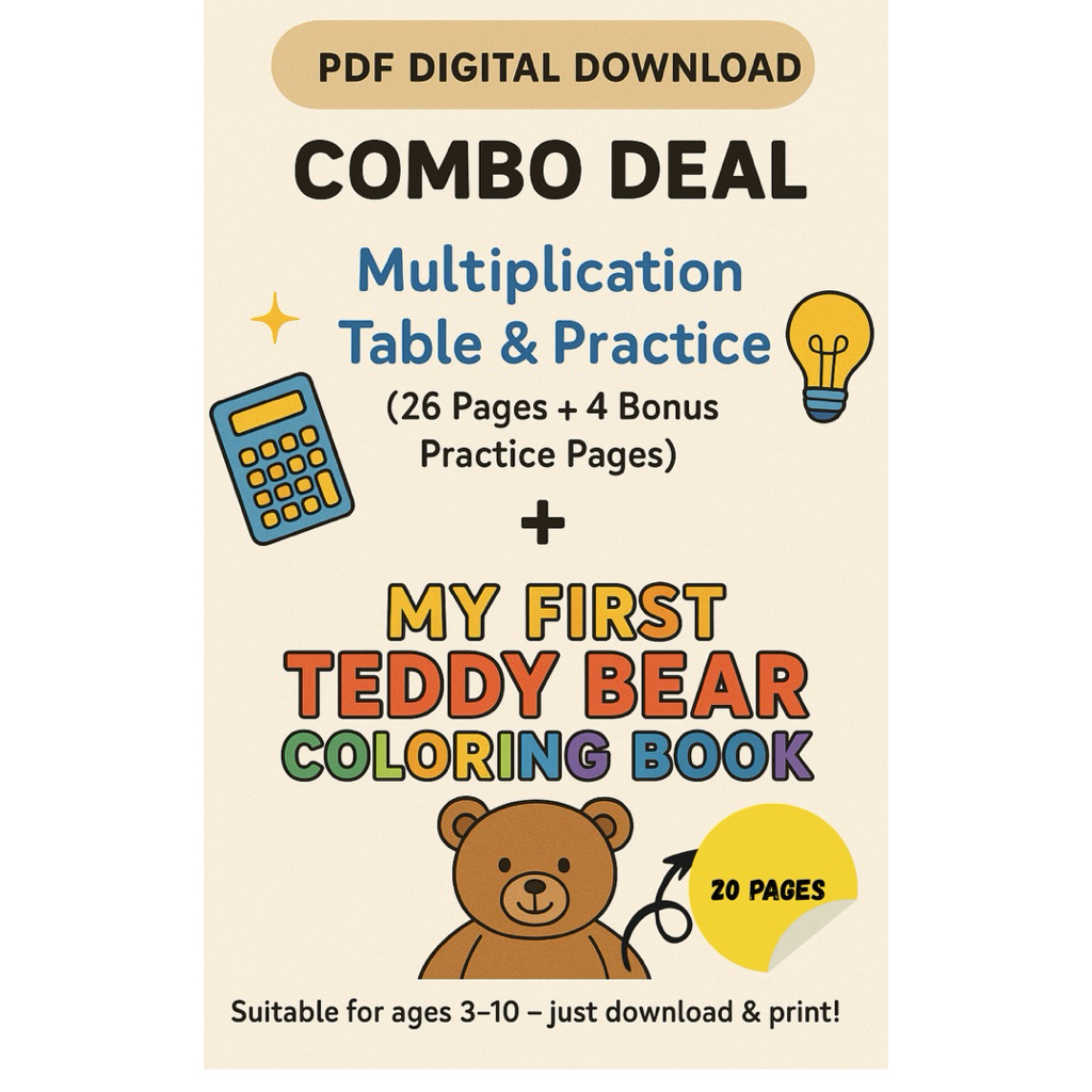 Combo PDF Digital – Multiplication Table & Practice + My First Teddy ...