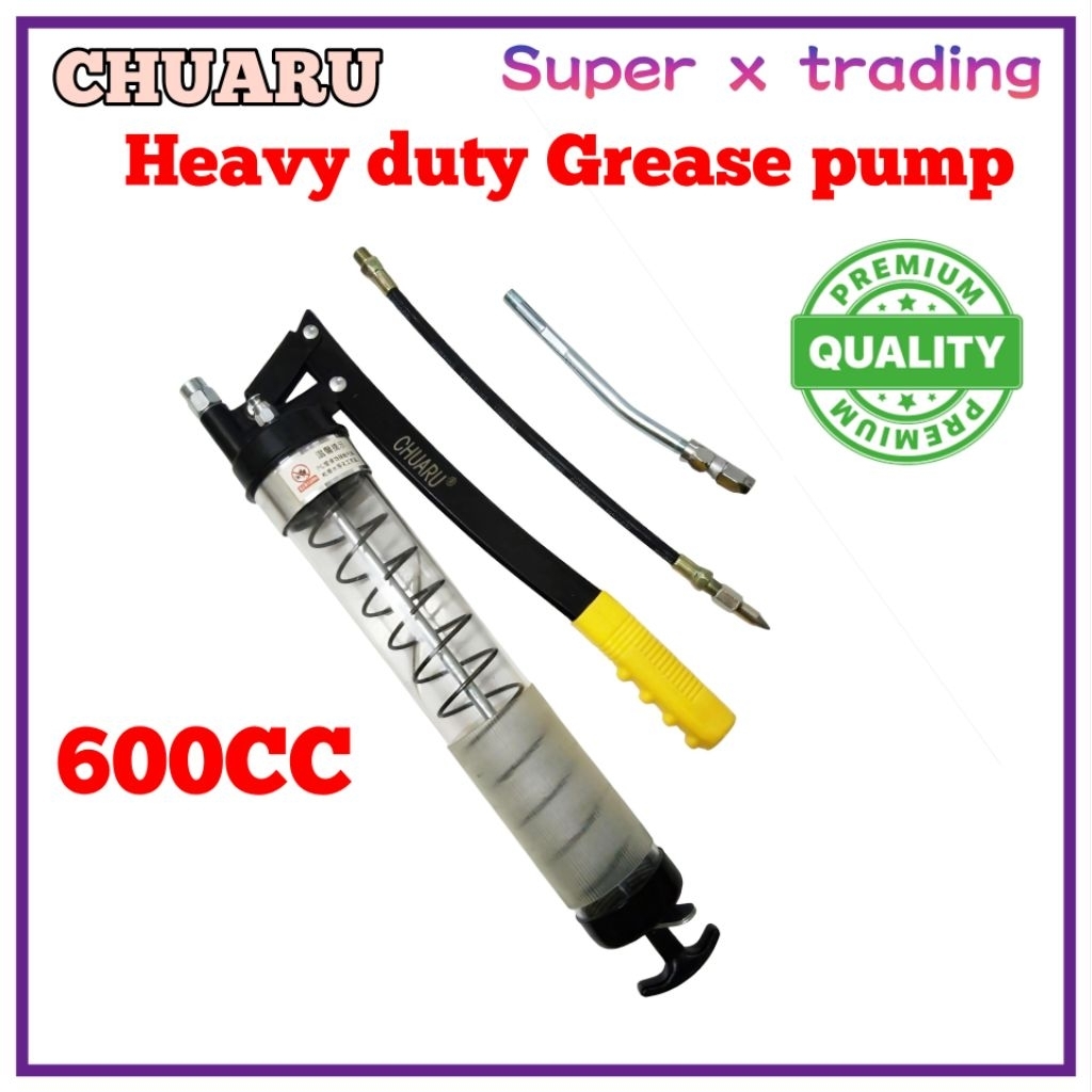 6000PSI CHUARU Grease Gun Visible Transparent Tube Portable Auto Car ...