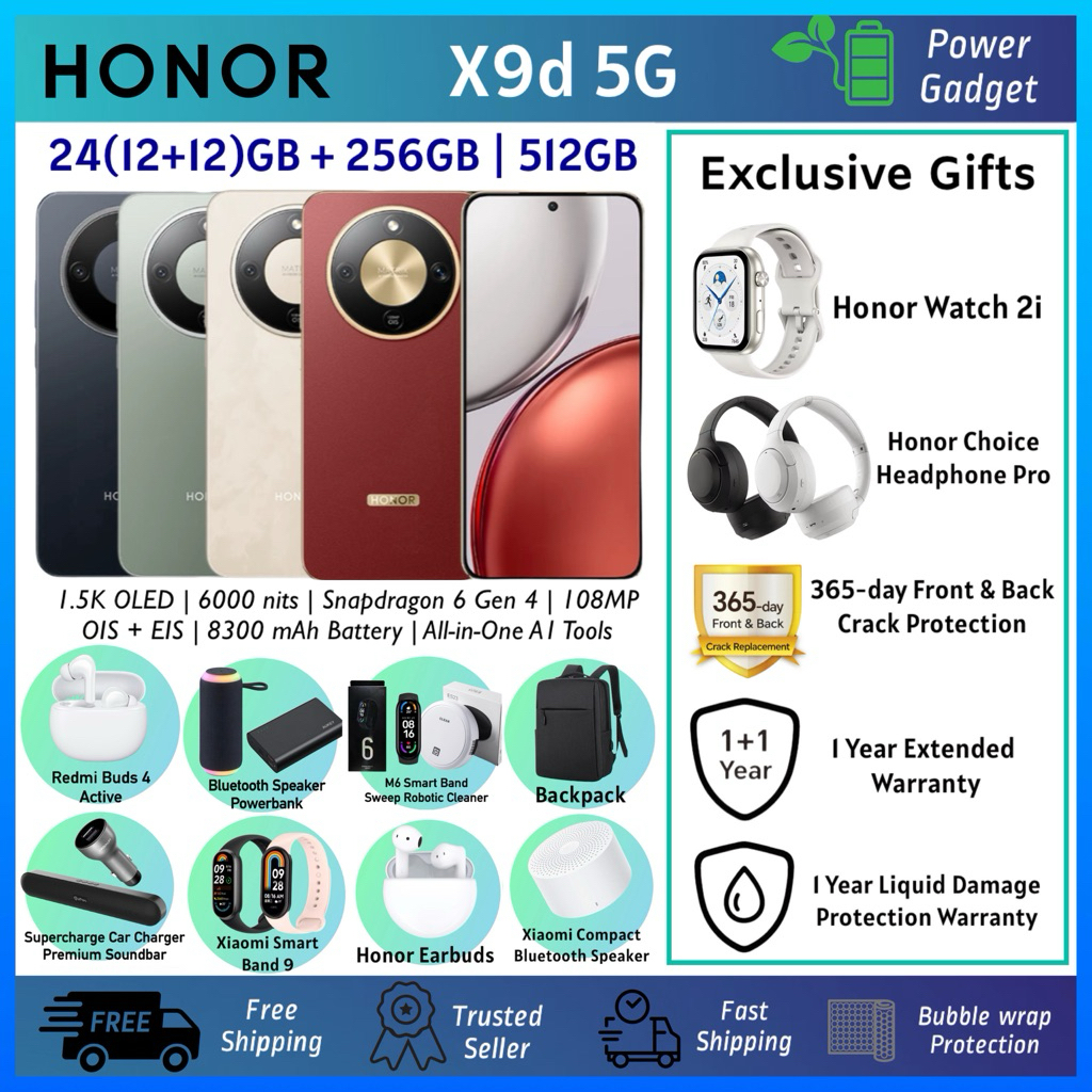 HONOR X9d 5G 24GB(12+12)+ 256GB/512GB | Snapdragon 6 Gen 4 | IP69K ...
