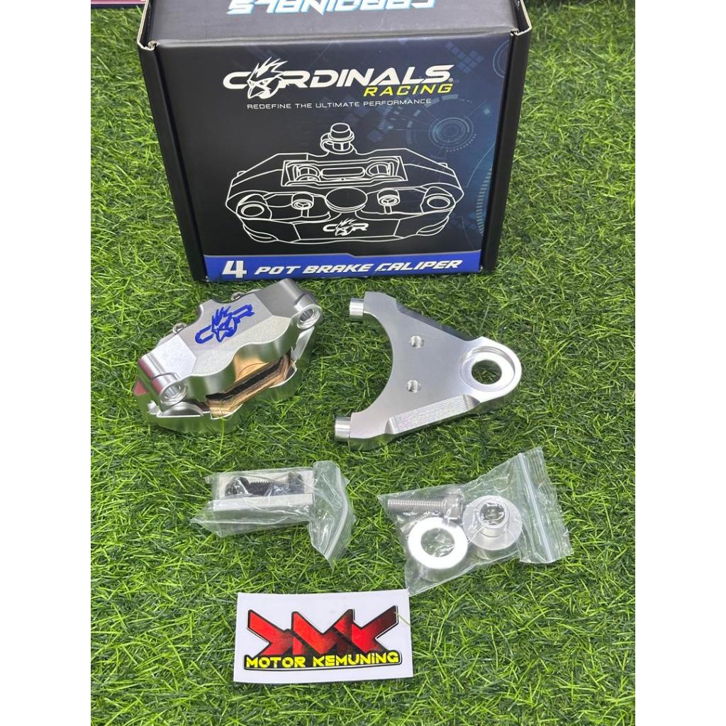 CARDINALS CNC 4POT - RC4 BRAKE CALIPER REAR SILVER - WITH REAR BRACKET ...