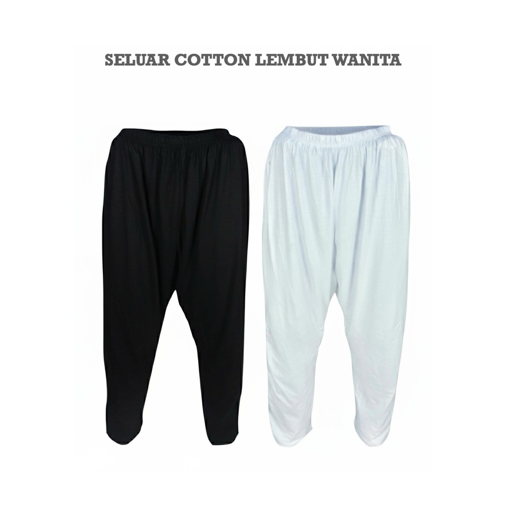 Seluar Putih & Hitam Wanita Plain Soft Cotton | Shopee Malaysia