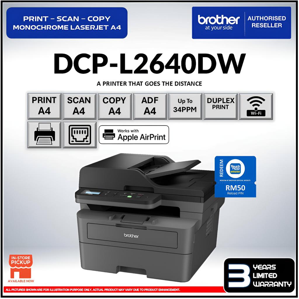 Brother DCP-L2640DW Monochrome A4 3-in-1 WI-FI Laser Printer – Auto ...