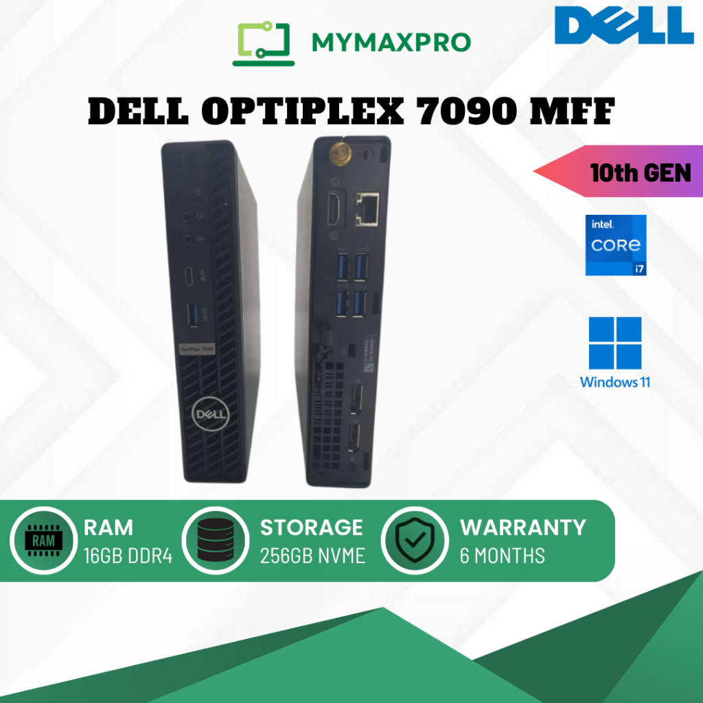 PC i7 Dell Optiplex 7090 MFF (10th Gen) / 16GB RAM / 256GB NVME / Win 11 Pro (Refurbished PC ...