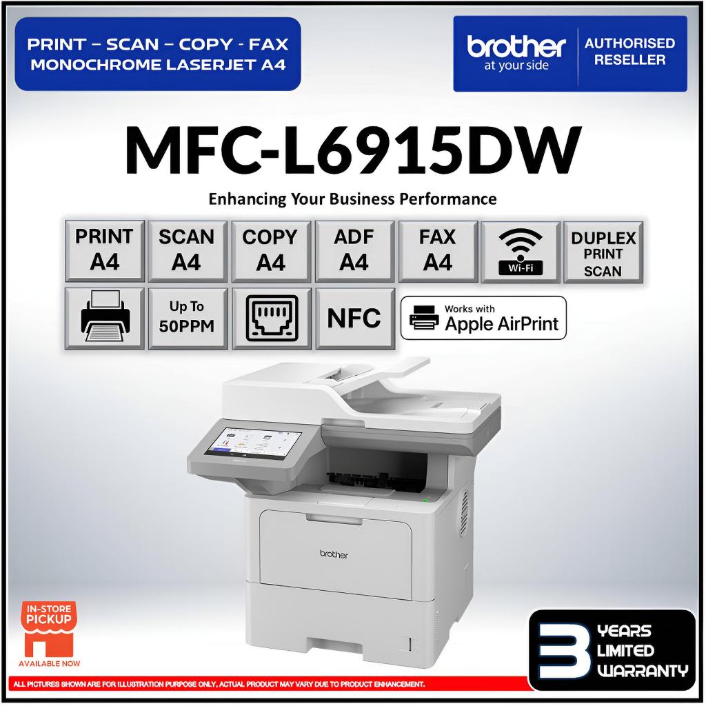 Brother MFC-L6915DW Monochrome Laser Printer – 4in1 | Auto Duplex Print ...