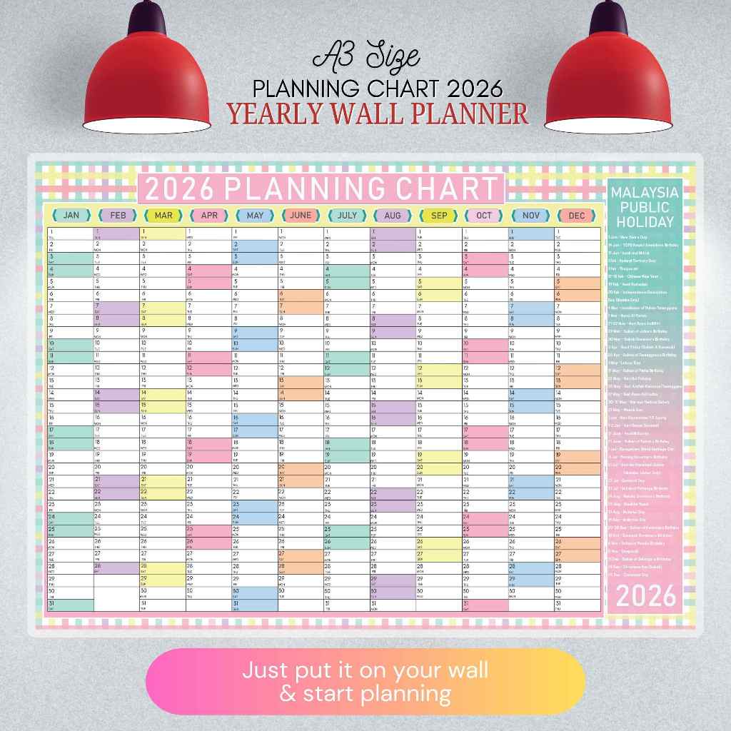 A3 WALL KALENDAR 2026 / 100 DAYS COUNTDOWN / KALENDAR 2026/ PLANNING ...