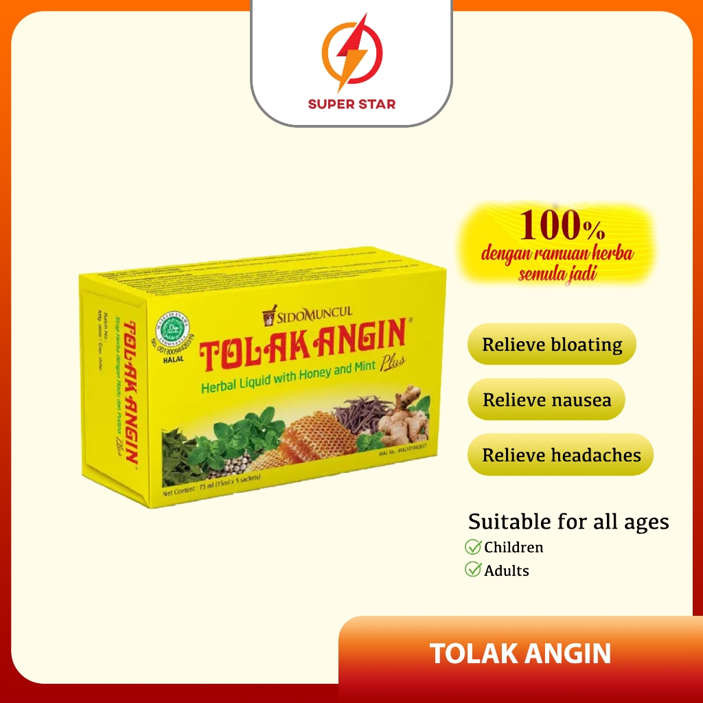 Tolak Angin Cair Ubat Herba Masuk Angin Madu Sido Muncul 15ml (12 ...
