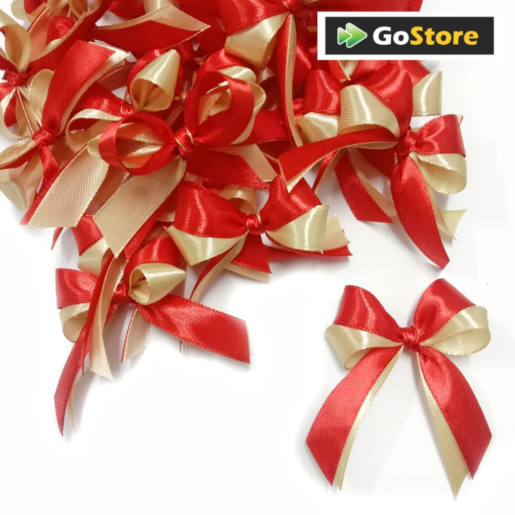 Ready Made Ribbon Bow/ Double Loop Mini Ribbon Bow/ Dual Colour Ribbon ...