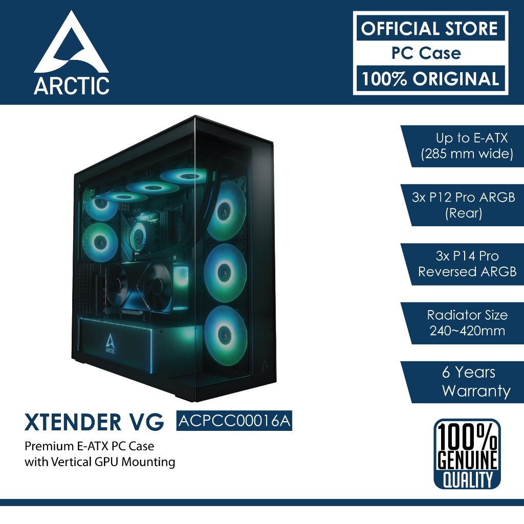 ARCTIC XTENDER VG Premium E-ATX PC Case with GPU Mounting - ACPCC00016A ...
