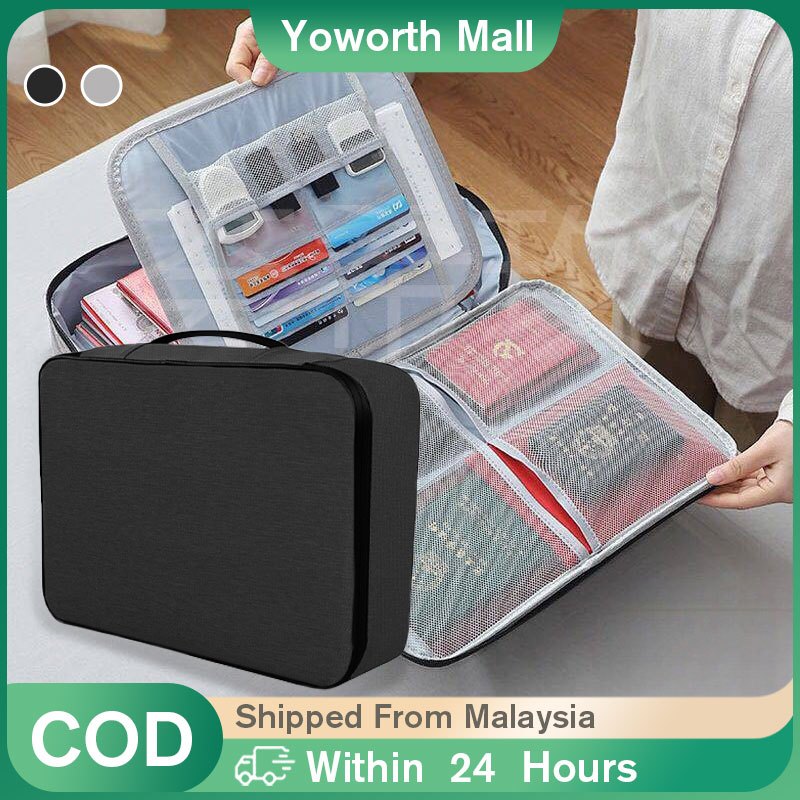 3-Layer Document Storage Bag With Password Lock / Waterproof Travel ...