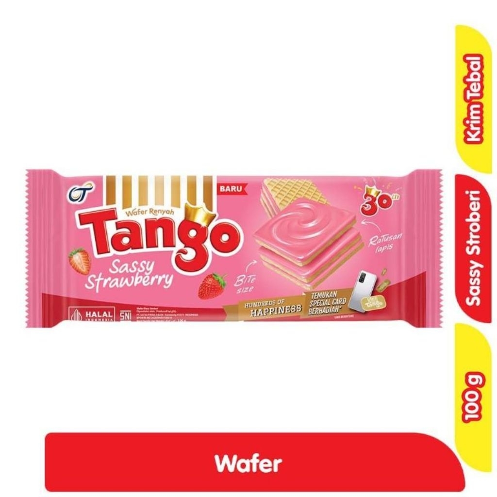 Wafer Tango Sassy Strawberry Wafer Renyah Kemasan 110g | Shopee Malaysia