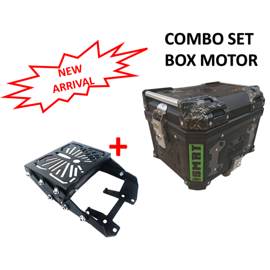 SMRT ABS Top Box 36L Side Lock + Monorack Lipat Combo JB STYLE PCX PG1 ...