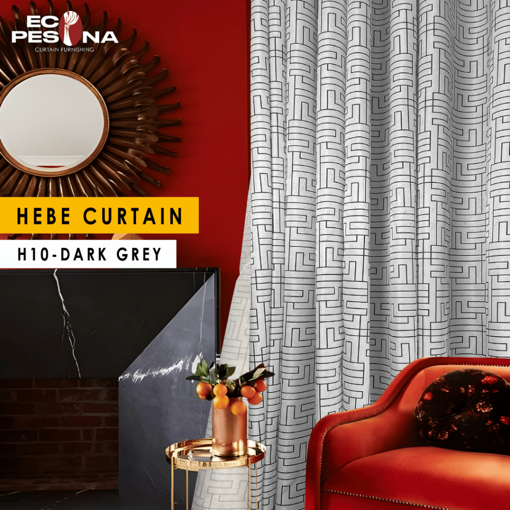 Ecopesona - H10 Dark Grey Hebe Hook/Eyelet Flower Curtain (170cm-220cm ...