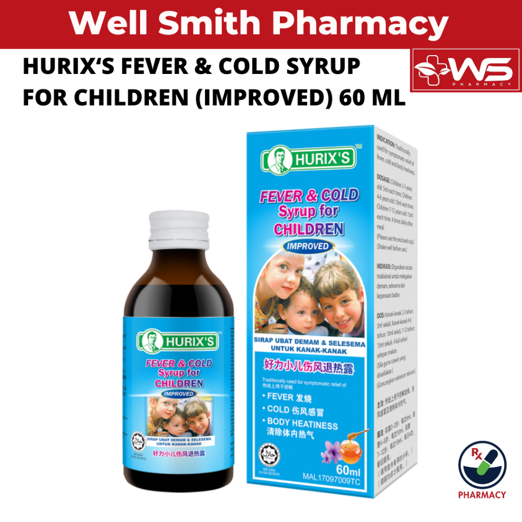 HURIX‘S FEVER & COLD SYRUP FOR CHILDREN (IMPROVED) 60 ML | Shopee Malaysia