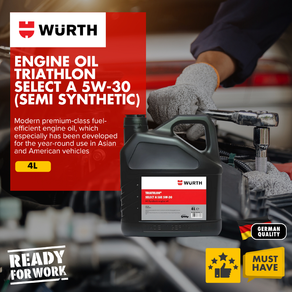 Wurth Engine Oil Triathlon Select A 5W-30 (Semi Synthetic), 4L l Minyak ...
