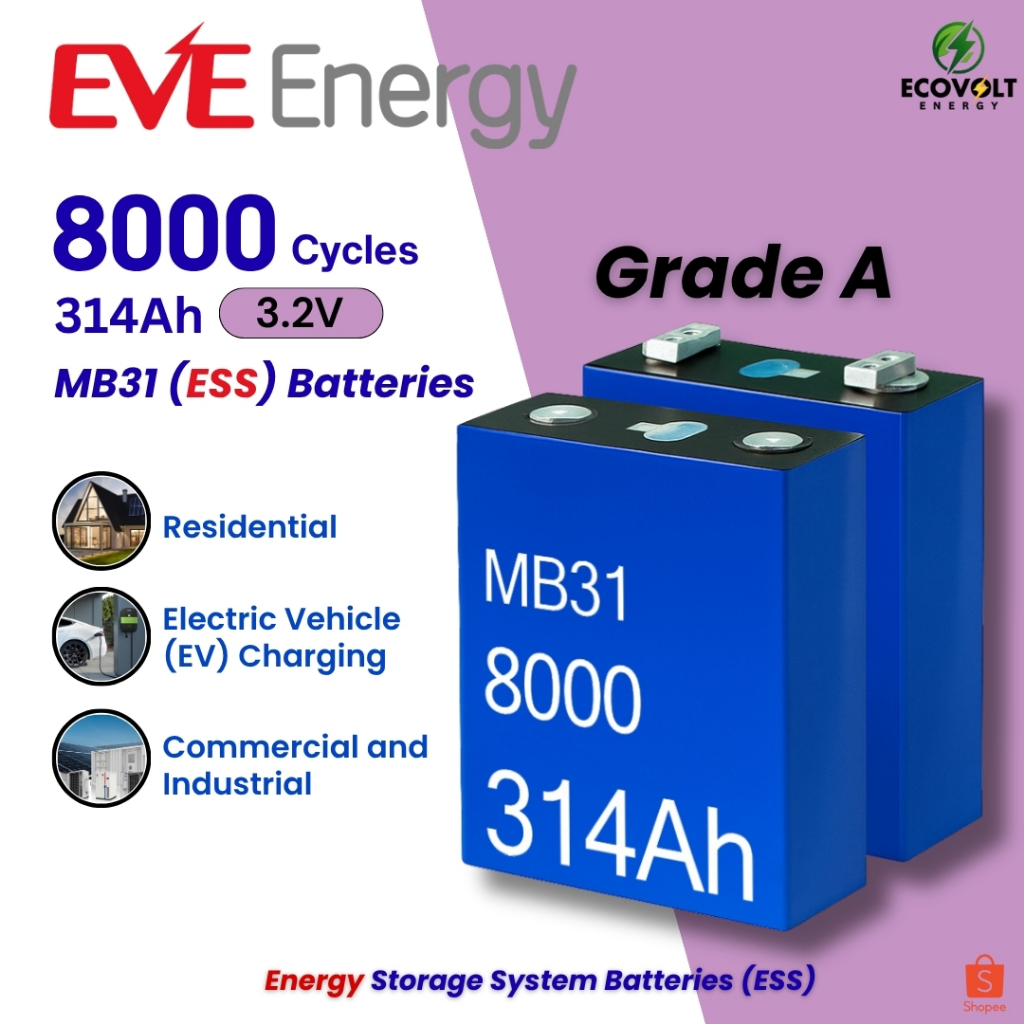 [Original] EVE MB31 314Ah LiFePO4 Battery Cell 3.2V Grade A For 12V 24V ...